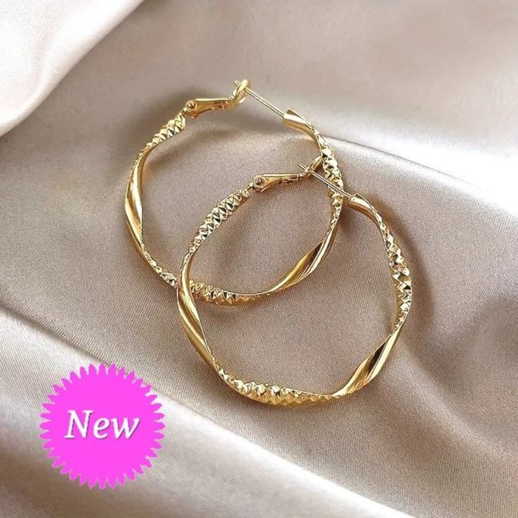 Ae Cee R. | Jewelry | Bellamy Large Twisted Textured Gold Hoop Earrings ...